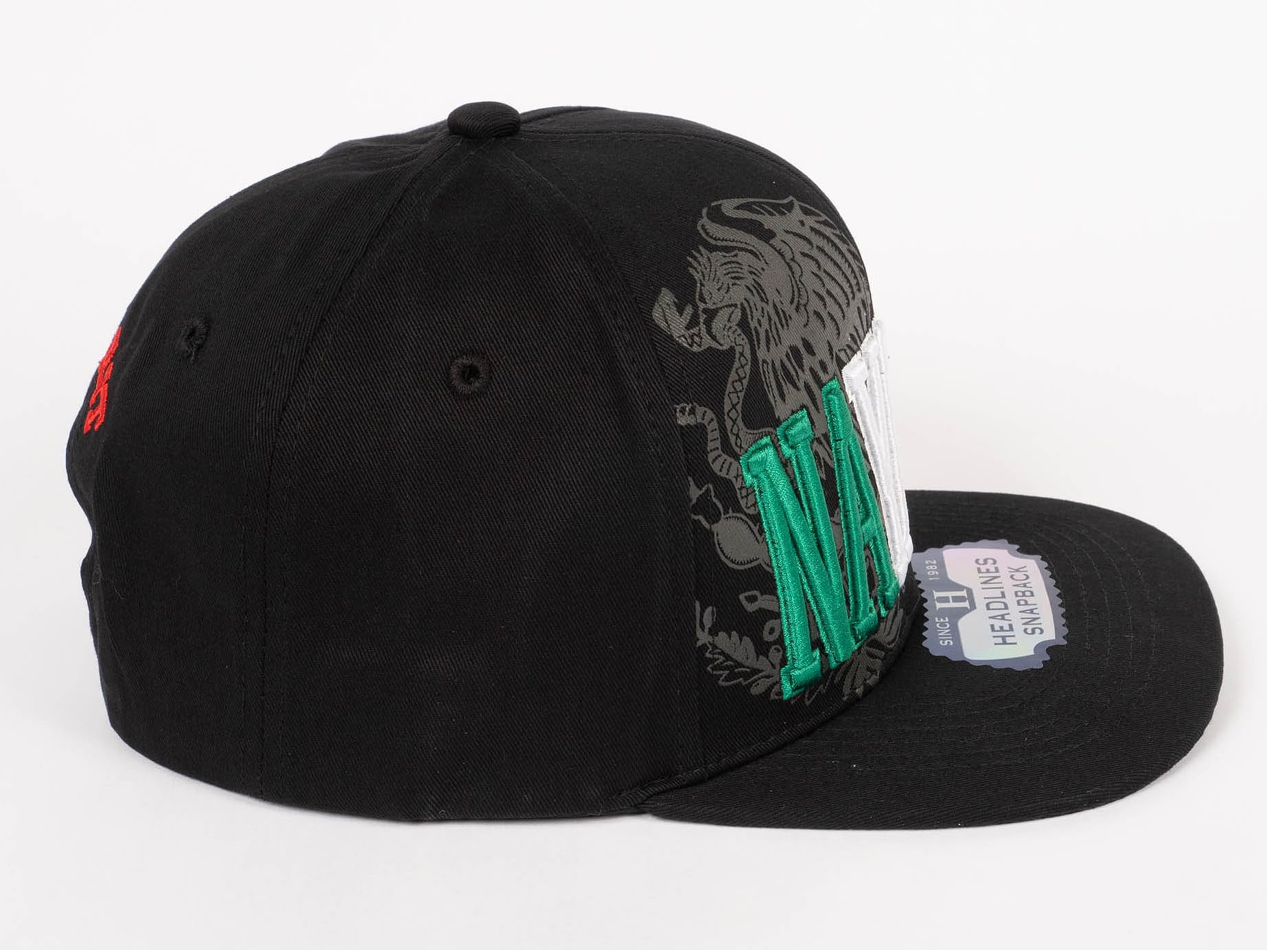 Mexican Hat Mexico State Federal Name Embroidered Snapback Flat Bill Baseball Cap (State-Nayarit) Black