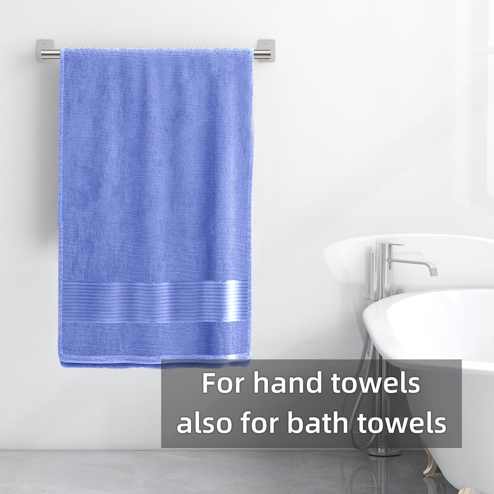 Bathroom Towel Bar, 24 Inch Towel Racks for Bathroom Wall Mounted, Heavy Duty Bath Hand Towel Holder Organizer, Modern Home Decor Towel Rod Bathroom Hardware Accessories, Brushed Silver