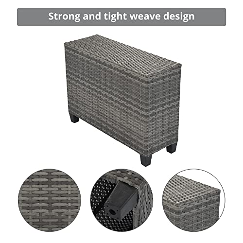 GODAFA 8-Piece Outdoor Wicker Round Patio Furniture Set-Half-Moon Sectional Sofa with Rectangular Coffee Table-Water-Resistant PE Rattan-Movable Cushions, Beige