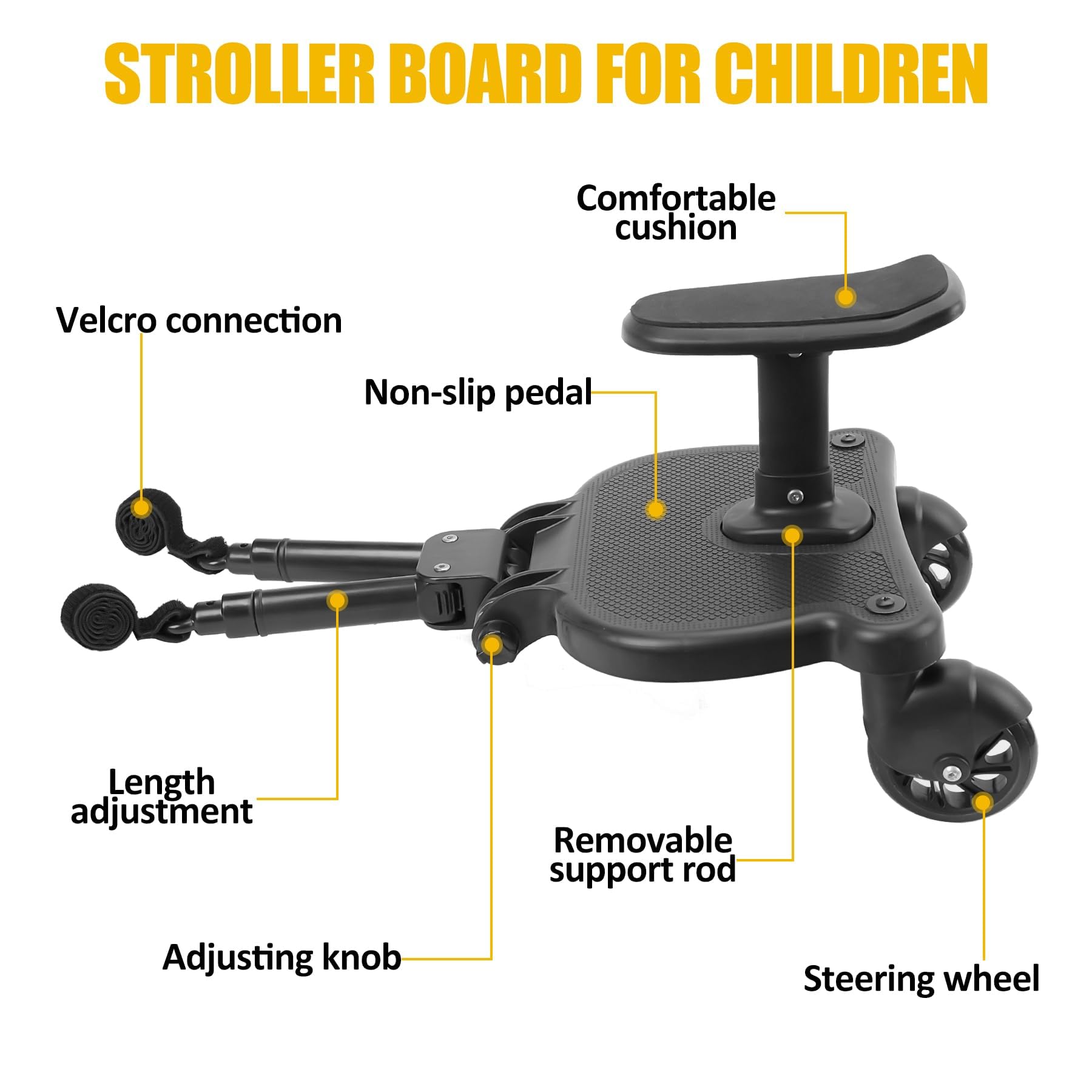2024 New-Universal Stroller Board Buggy Board with Detachable Seat, 2in1 Sit and Stand Stroller Glider Board for Most Strollers, Holds Children Up to 55 LBs City Mini Stroller Standing Board (Blue)