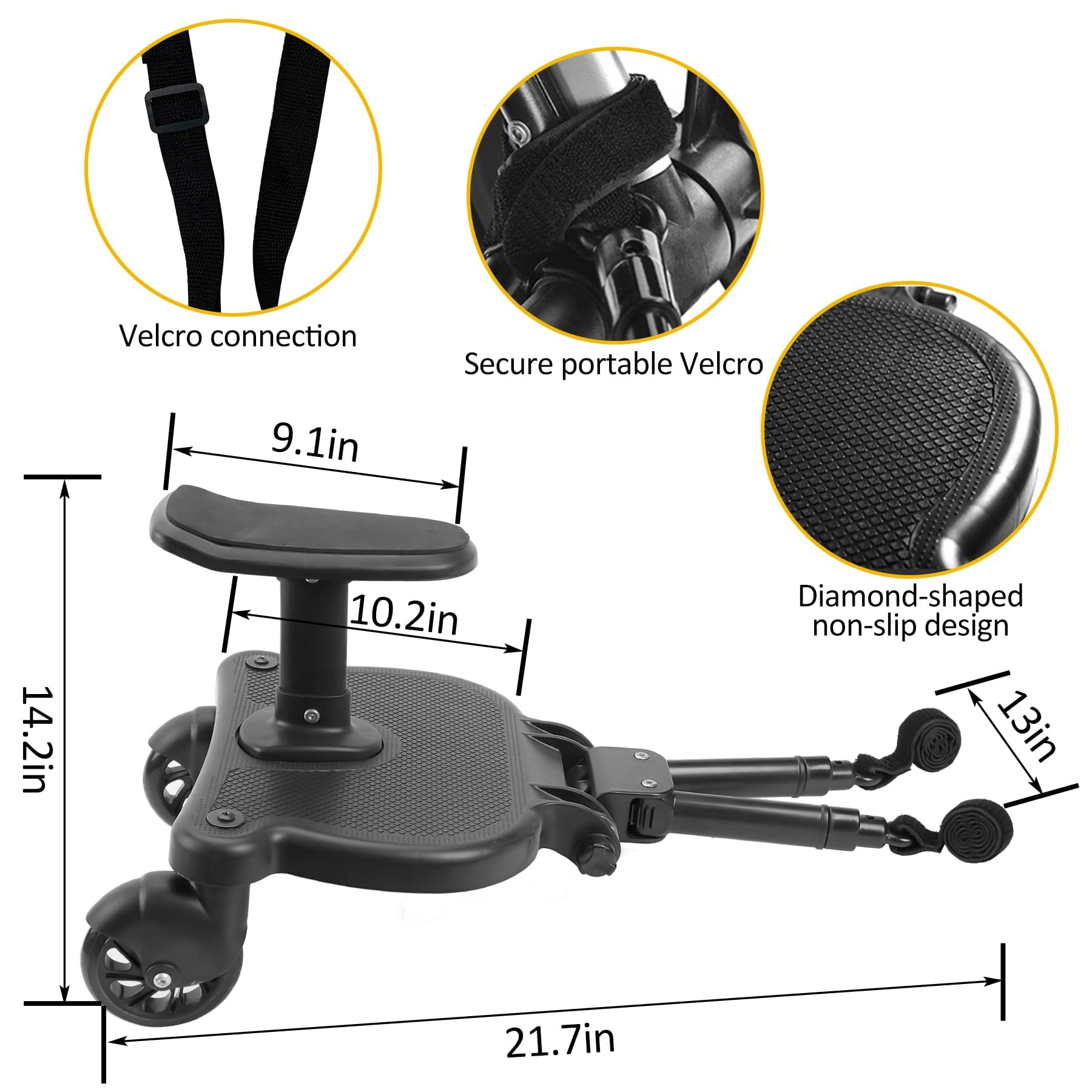 2024 New-Universal Stroller Board Buggy Board with Detachable Seat, 2in1 Sit and Stand Stroller Glider Board for Most Strollers, Holds Children Up to 55 LBs City Mini Stroller Standing Board (Blue)