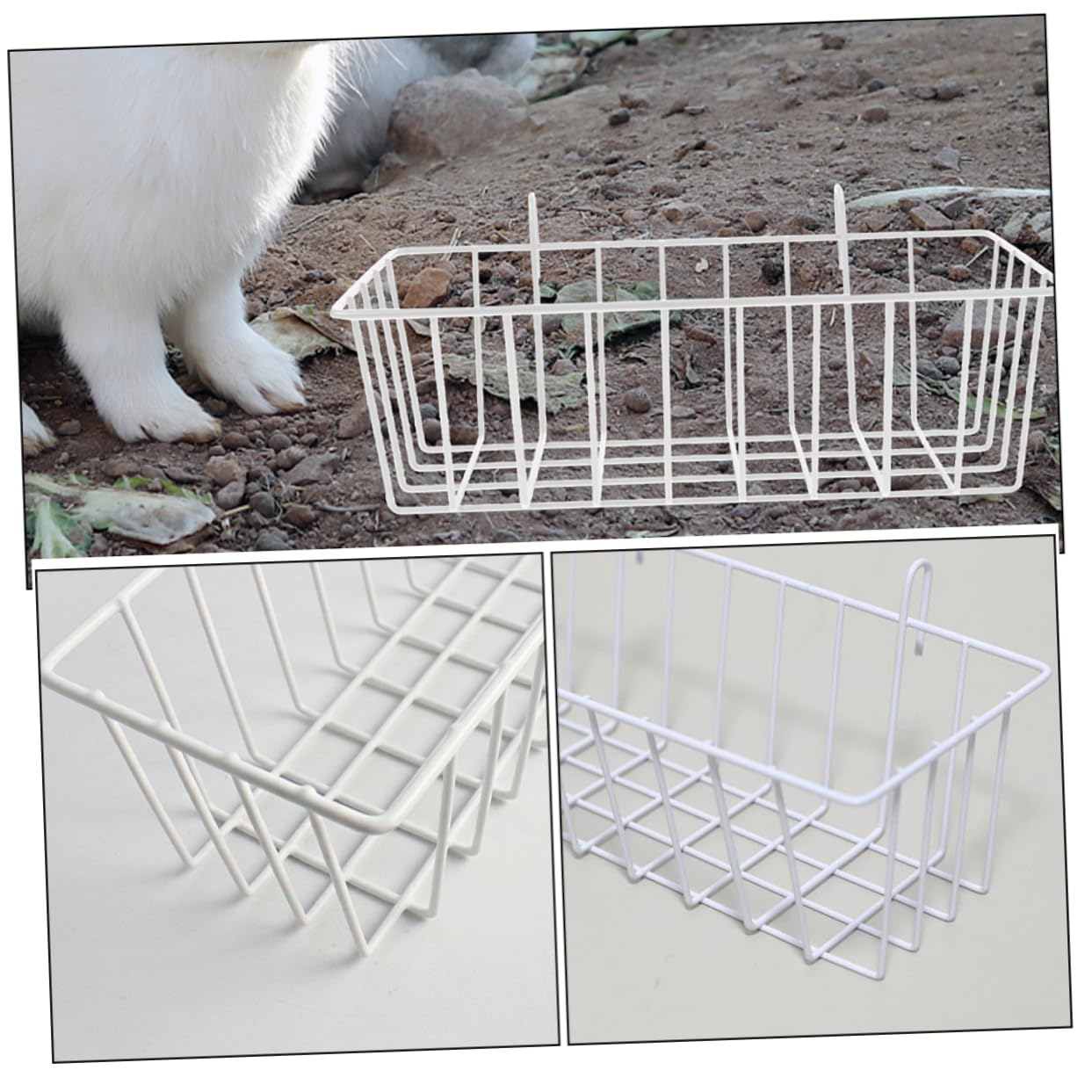 Balacoo Rabbit Rack Bunny Feeder Rabbit Feeders Convenient Rabbit Feeder Hanging Rabbit Feeder Daily Use Rabbit Feeder Rack for Rabbits Feeder Rabbit Grid Accessories Shelf Metal White