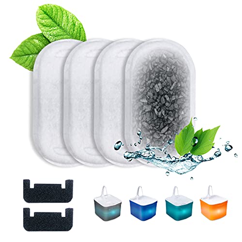 Cozyieland Cat Water Fountain Filters, 4 Pack Replacement Filters with 2 Pre-Filter Sponges