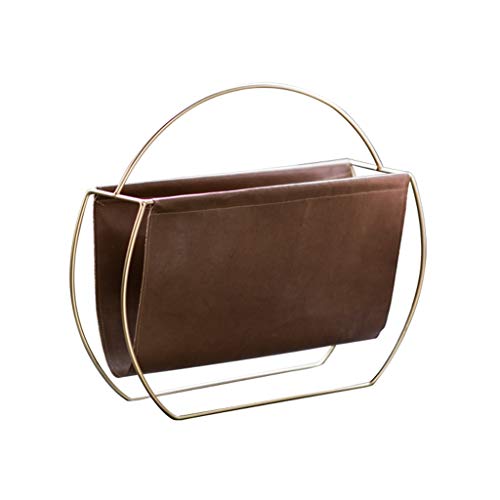 Magazine Newspaper Baskets Magazine Rack Newspaper Magazine Storage Rack Simple Iron Art Simple Bookshelf Creative Book Living Room Magazine Rack (Color : Brown, Size : 464012cm)