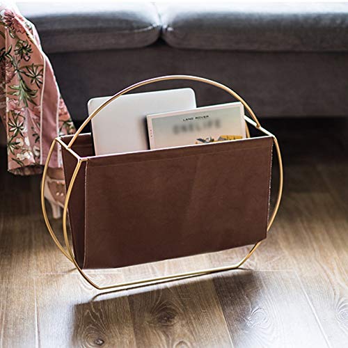 Magazine Newspaper Baskets Magazine Rack Newspaper Magazine Storage Rack Simple Iron Art Simple Bookshelf Creative Book Living Room Magazine Rack (Color : Brown, Size : 464012cm)