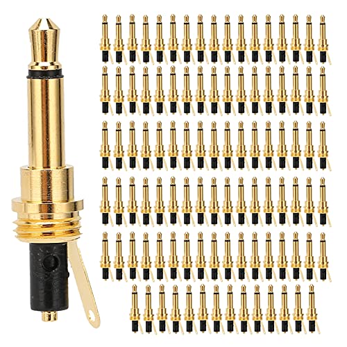 ASHATA Headphone Jack, 100Pcs 3.5mm Mono Headphone Jack, 2-Pole Audio Cable Jack DIY AUX Adapter Replacement, for Radios, Headsets, Scanners