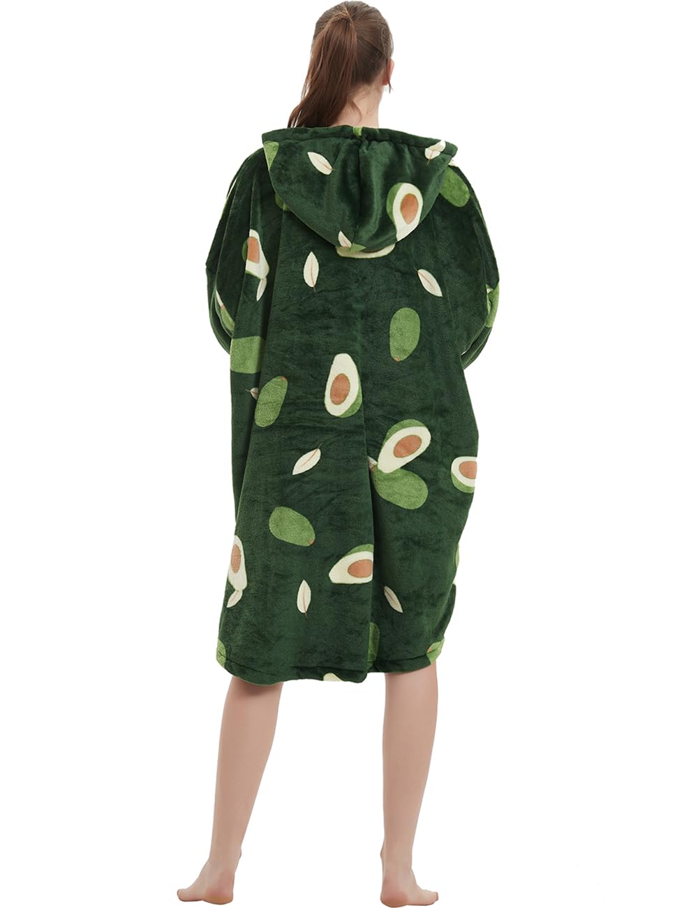 ABENCA Wearable Blanket Hoodie Adult Oversized Sweatshirt Light Flannel Sherpa, Warm and Cozy, One Size Fits All.Avocado