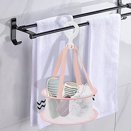 Mini Mesh Shower Dry Basket, Hanging Drying Net, Bath Organizer Storage for Makeup Brush, Beauty Sponge Blender, Windproof Airing Drip Dryer Rack for Bathroom, Laundry (Pink)