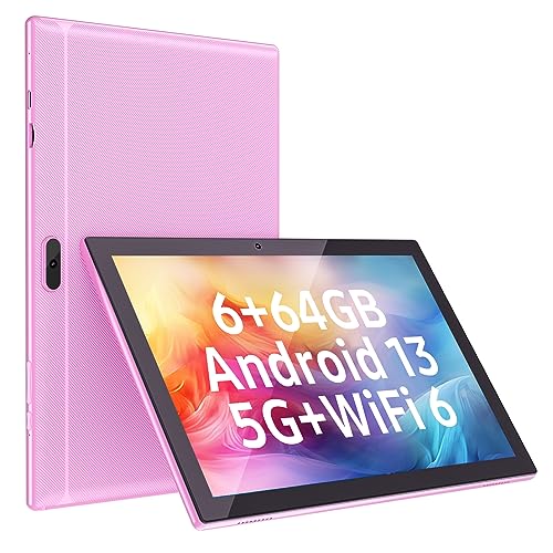 YQSAVIOR 10 inch Tablet, Android 13 Tablet PC, 6GB RAM 64GB ROM Tablets, 2.0GHz Processor, 1280Ć800 HD IPS Screen, Bluetooth, Dual Camera, Dual Speaker, WiFi 6 Tablet Computer 6000 mAh, Pink