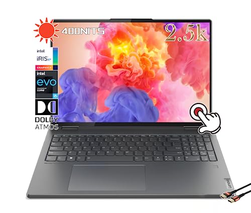 Lenovo Yoga 7I 16'' 2.5K 16:10 400Nits Touch 2-in-1 360° Laptop Intel 12-Core i5 1240P Evo 2X Thunderbolt 4 Wi Fi 6 Backlit KB Win11 (8GB RAM | 512GB PCIe SSD)