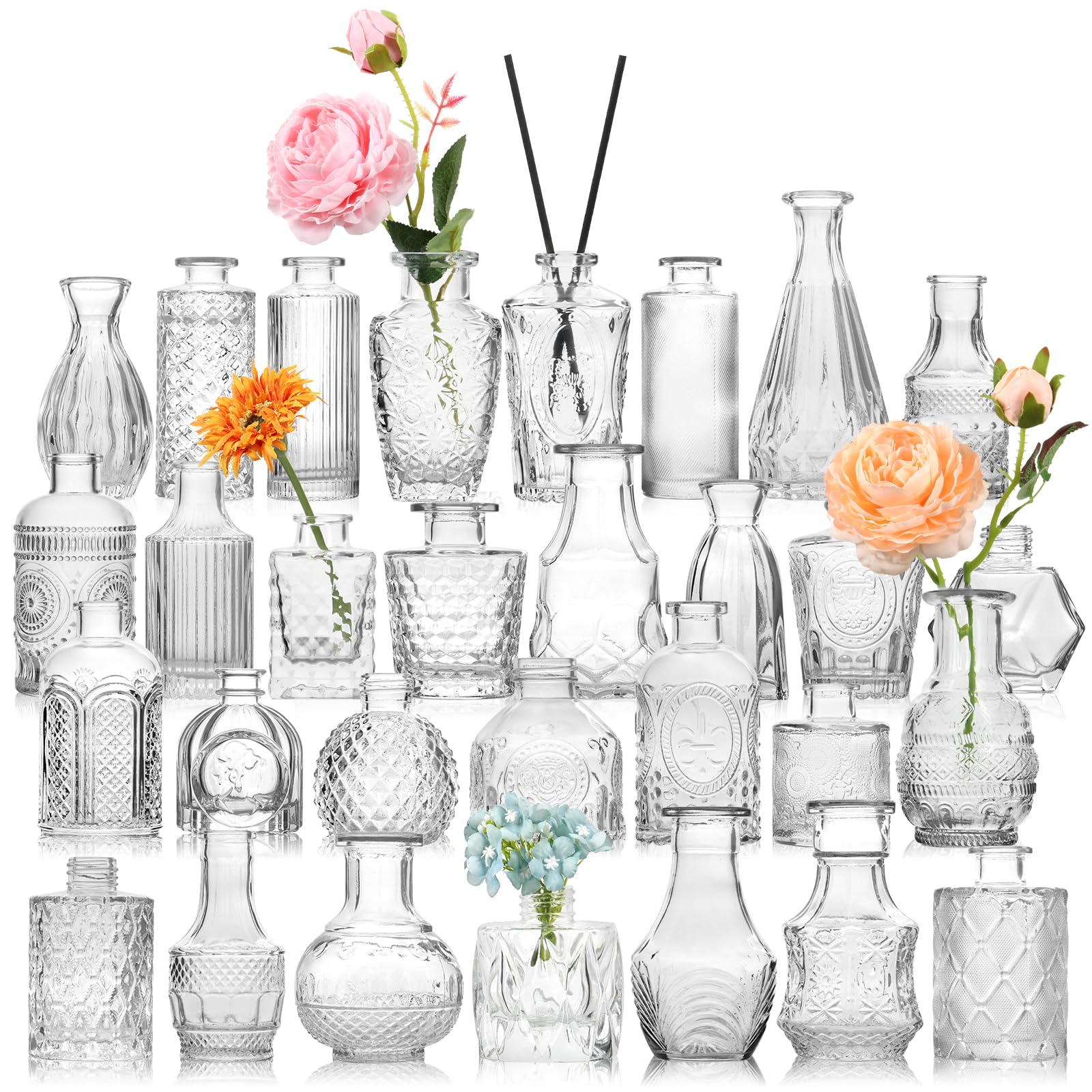 BIGIVACA Set of 30 Clear Bud Vases for Wedding Centerpieces and Table Decor