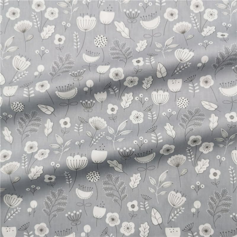 5X 5 inches 100% Cotton Fabric Square Bundles,Precut Quilting Gray Floral Printed Fabric Squares Sheets Patchwork,DIY Sewing Scrapbooking,Quilted Artcraft 42Pcs …