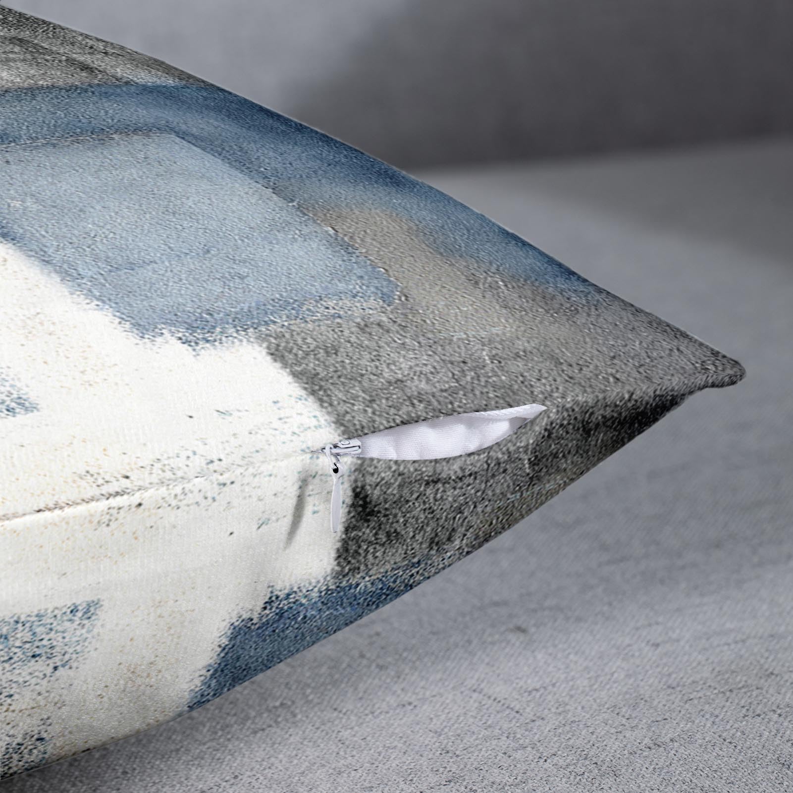 Emvency Set of 2 Throw Pillow Covers Modern Abstract Painting Blue White and Gray Decorative Sofa Pillow Cases Home Decor Standard Square 24x24 Inches Pillowcases