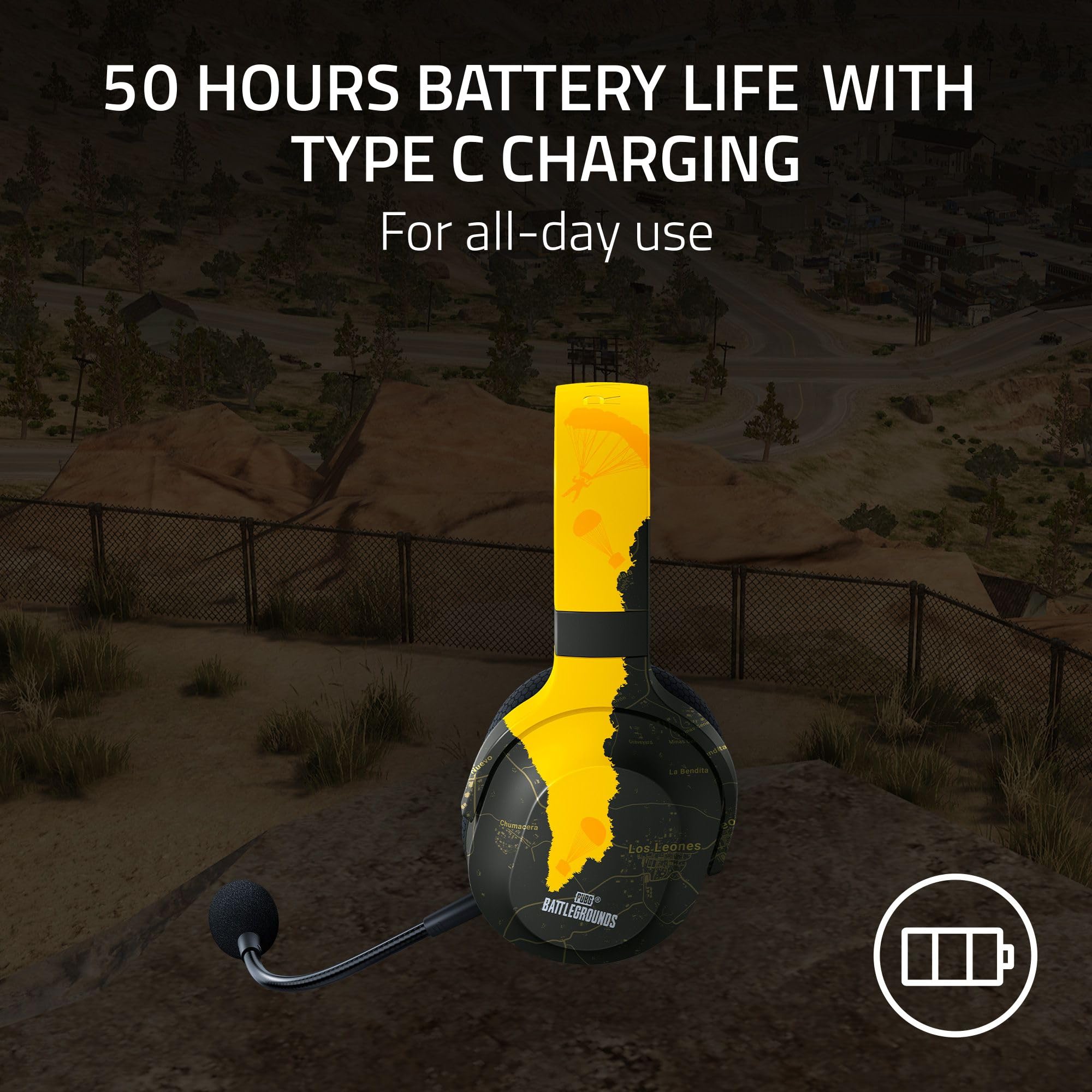 Razer Barracuda X Wireless Gaming & Mobile Headset (PC, PlayStation, Switch, Android, iOS): 2.4GHz Wireless + Bluetooth - Lightweight - 40mm Drivers - Detachable Mic - 50 Hr Battery - PUBG Edition