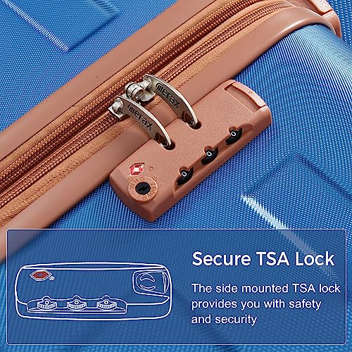 Merax 3 Piece Expandable ABS Hardshell Luggage Sets Spinner Wheel Suitcase TSA Lock Suit Case, Navy/Brown, 20/24/28 Inch
