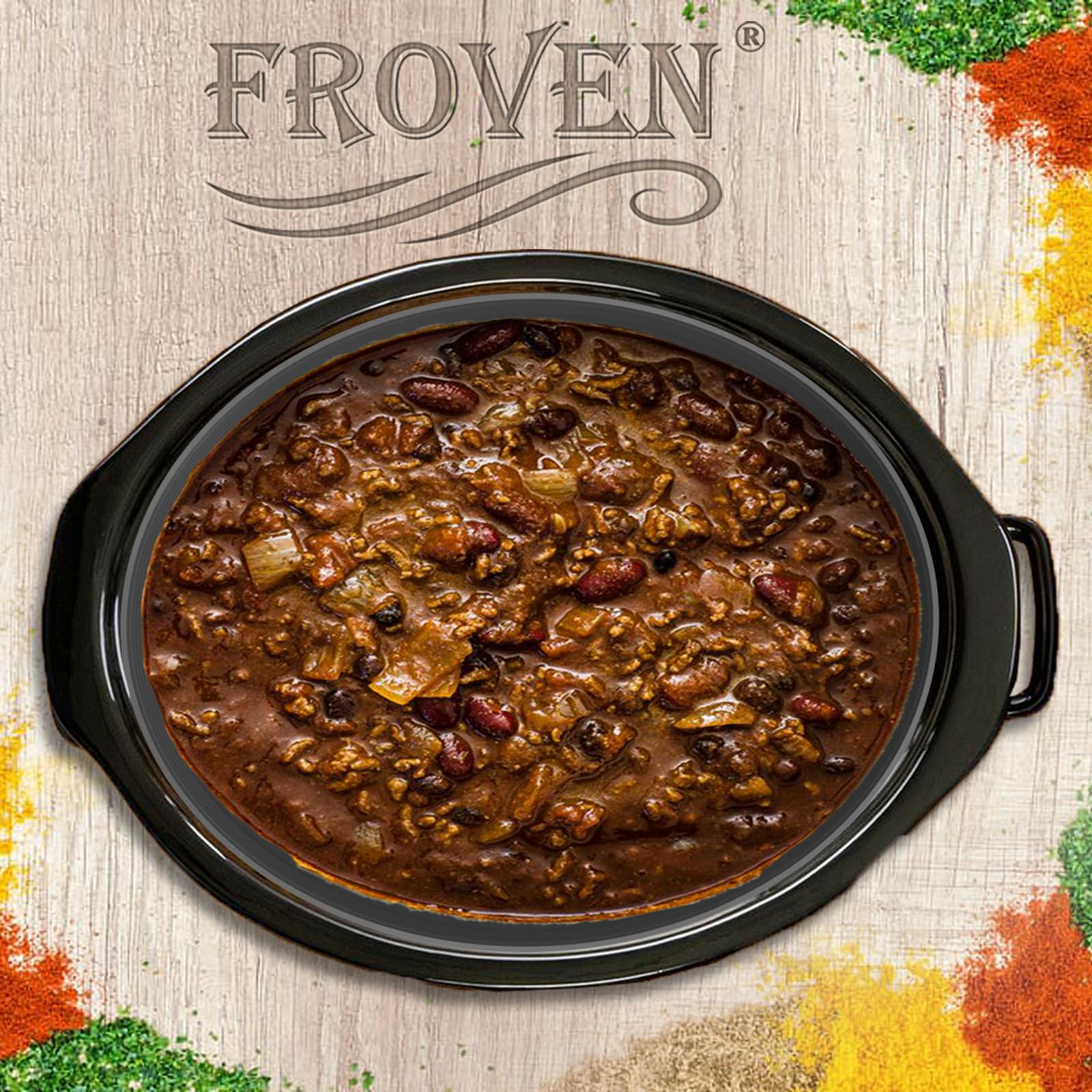 FROVEN 6 Quart Silicone Crockpot Liners. Thickened, Weighted and Sturdy Reusable Slow Cooker Liners Oval Compatible with most 6 QT Crock Pot Liners Slow Cooker Accessories. Leakproof, Dishwasher Safe
