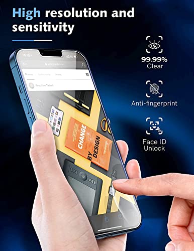 LK 3 Pack iPhone 13 Screen Protector with 3 Pack Camera Lens Protector, Easy Install, HD Clarity, Touch Sensitive, 9H Hardness Tempered Glass for iPhone 13 6.1 Inch - Case Friendly