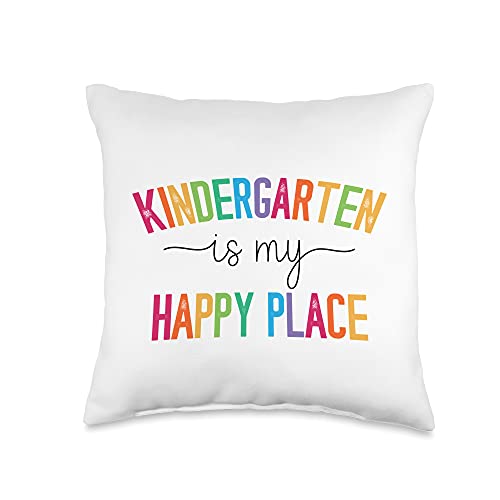 Kindergarten Teacher Classroom Decor Kindergarten is My Happy Place Classroom Decorations Throw Pillow, 16x16, Multicolor