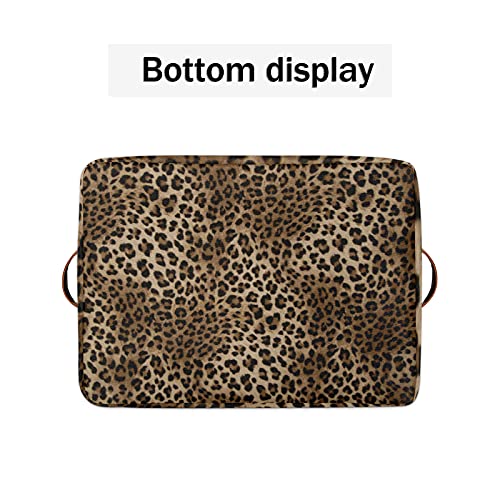 Storage Basket Organizer Animal Print with Handles, Leopard Print Foldable Storage Bins Rectangular Storage Box for Nursery Shelf Books Clothes Toys Kids Bins, 1 Pack