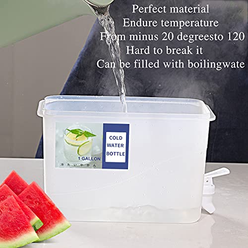 Plastic Drink Dispenser, Beverage Dispenser With Spigot, 1 Gallon Iced Juice Lemonade Dispenser For Party Daily Use, Milk Dispenser For Fridge Gallon, Small Water Dispensers