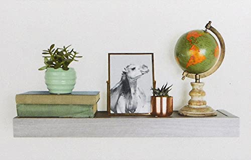 HIGH & MIGHTY 515621 Modern 24" Floating Shelf Holds up to 20lbs, Easy Tool-Free Dry Wall Installation, Flat, Retail Pack of 2, Gray