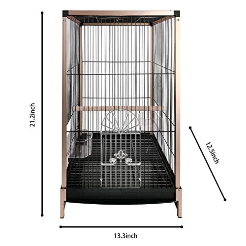 Flat top Bird Travel cage,21 inch Parrot Carrier with Wooden Perch Feeding Cup for Conures Cockatiel Parakeets(Aluminum Frame)