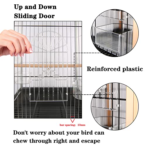 Flat top Bird Travel cage,21 inch Parrot Carrier with Wooden Perch Feeding Cup for Conures Cockatiel Parakeets(Aluminum Frame)