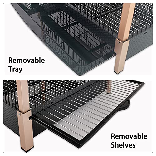Flat top Bird Travel cage,21 inch Parrot Carrier with Wooden Perch Feeding Cup for Conures Cockatiel Parakeets(Aluminum Frame)