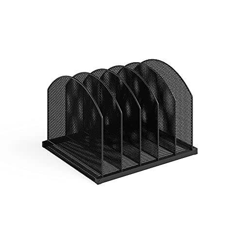 Safco Products Onyx Desk Organizer 5 Upright Sections, Vertical File Holder Mail Sorter Black Home, Office or Classroom Desktop Organization (3215BLKD)