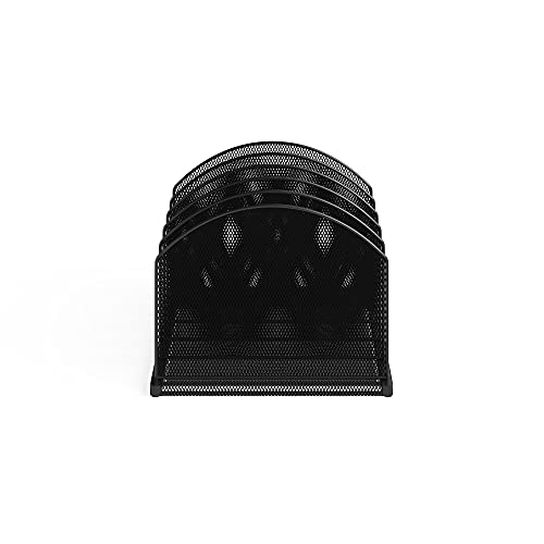 Safco Products Onyx Desk Organizer 5 Upright Sections, Vertical File Holder Mail Sorter Black Home, Office or Classroom Desktop Organization (3215BLKD)
