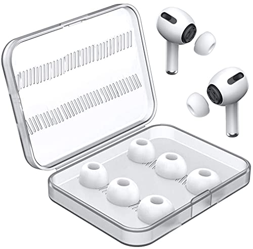 Meeaja [3 Pairs] AirPods Pro Replacement Ear Tips for AirPods Pro Accessory, Silicone Earbuds Tips with Noise Reduction Hole, with Portable Storage Box and Fit in The Charging Case (S/M/L, White)
