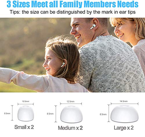 Meeaja [3 Pairs] AirPods Pro Replacement Ear Tips for AirPods Pro Accessory, Silicone Earbuds Tips with Noise Reduction Hole, with Portable Storage Box and Fit in The Charging Case (S/M/L, White)