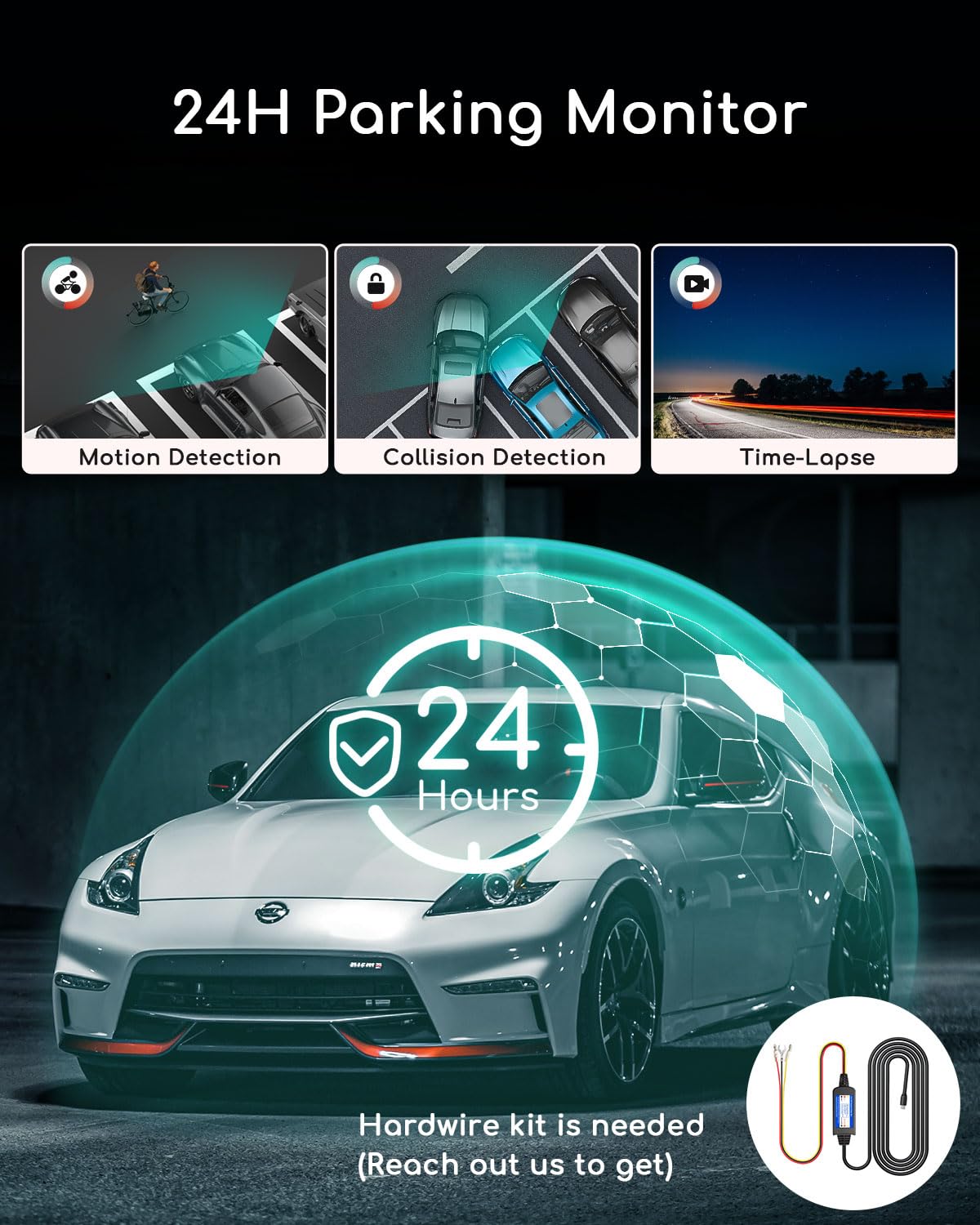 Dual Dash Cam Front Rear - COOAU 2.5K Car Camera 3β IPS Screen with WiFi APP - Dashboard Cam GPS WDR G-Sensor | 24H Parking Mode Night Vision | Loop Recording