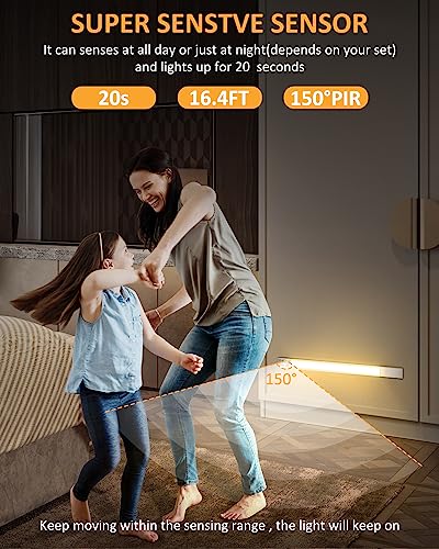 DUSKTEC Motion Sensor Light Indoor Under Cabinet Lighting Wireless 3 Color Dimmable Rechargeable Detachable Battery Operated Magnetic Closet Lights for Kitchen Counter Wardrobe Stairway