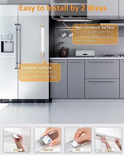 DUSKTEC Motion Sensor Light Indoor Under Cabinet Lighting Wireless 3 Color Dimmable Rechargeable Detachable Battery Operated Magnetic Closet Lights for Kitchen Counter Wardrobe Stairway