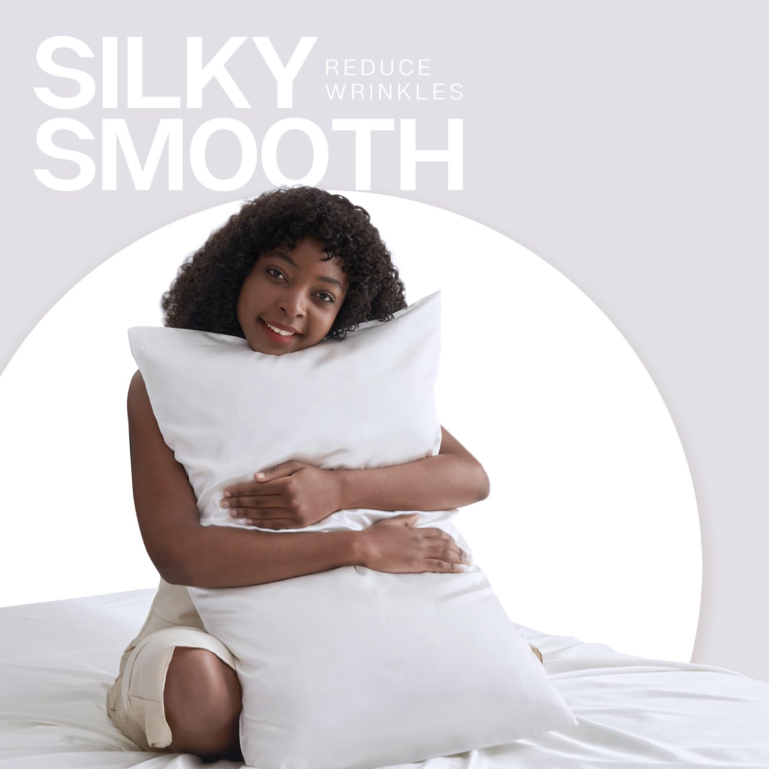 MR&HM Satin Pillowcase for Hair and Skin, Silk Satin Pillowcase 2 Pack, Queen Size Pillow Cases Set of 2, Silky Pillow Cover with Envelope Closure (20x30, White)