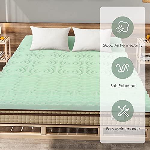 Giantex 3 Inch Mattress Topper, Mattress Pad for All-Night Comfy, 5-Zone Bed Topper, Pressure Relief Mattress, Dorm Foam Topper (King)