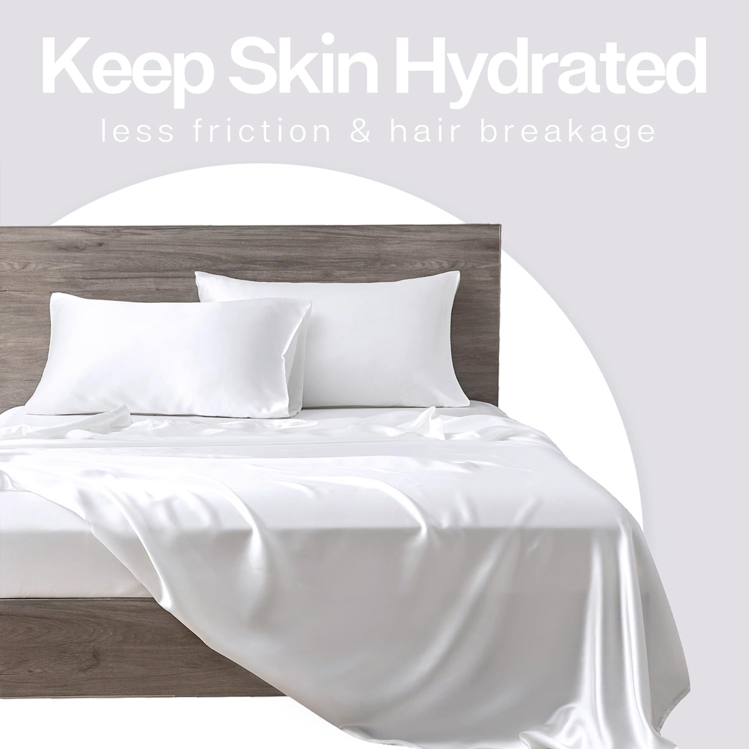 MR&HM Satin Pillowcase for Hair and Skin, Silk Satin Pillowcase 2 Pack, Queen Size Pillow Cases Set of 2, Silky Pillow Cover with Envelope Closure (20x30, White)