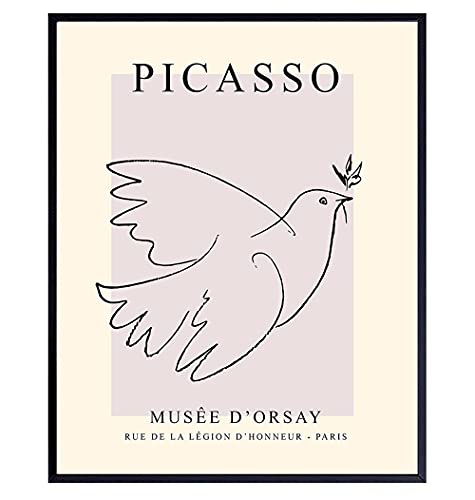 Pablo Picasso Wall Art & Decor - Pablo Picasso Poster 8x10 - Picasso Wall Art - Dove of Peace Picasso - Pablo Picasso Prints - Gallery Wall Art - Museum Poster - The Impressionists Decor - Pink