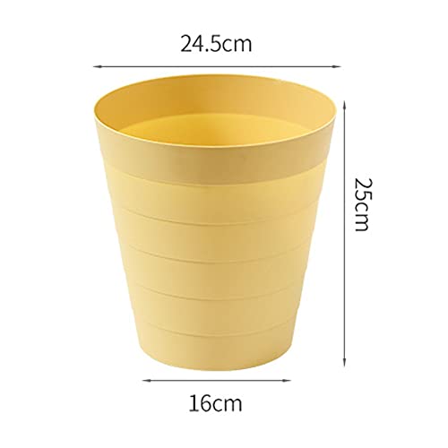 Round Stackable Plastic Large Volume Trash Can, Highly Elastic Wastebasket 9L Garbage Container Anti-Extrusion Tear Resistance Bin (Yellow)