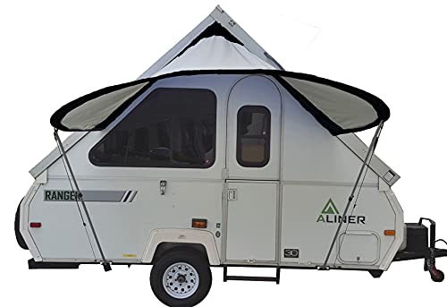 PahaQue A- Frame Trailer Visor ,Compatible with Aliner/Chalet/Rockwood/Jayco/Flagstaff (Silver/ Black)