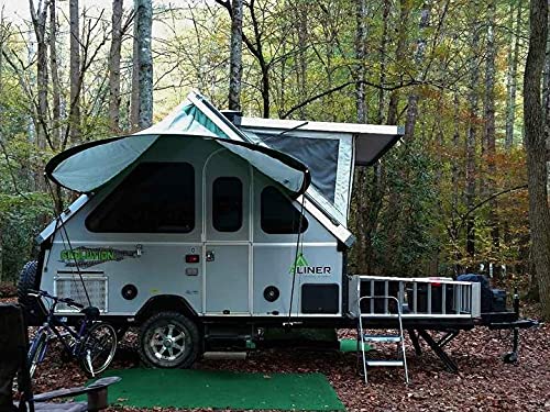 PahaQue A- Frame Trailer Visor ,Compatible with Aliner/Chalet/Rockwood/Jayco/Flagstaff (Silver/ Black)