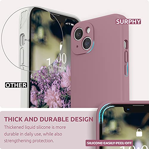 SURPHY Compatible with iPhone 13 Case with Screen Protector, (Camera Protection + Soft Microfiber Lining) Liquid Silicone Phone Case 6.1 inch 2021 (Lilac Purple)
