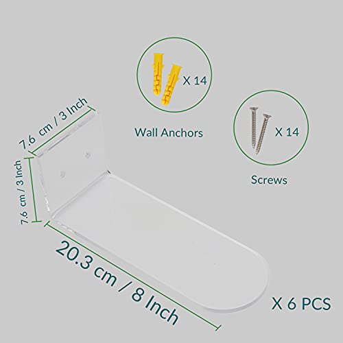 Floating Shoe Shelves for Wall set of 6, Clear Acrylic Shoe Display Shelves, Wall Mounted Shoe Rack to Showcase Sneaker Collection or Shoes Box,Invisible Wall Shoe Storage Organizer (Acrylic-6PCS)