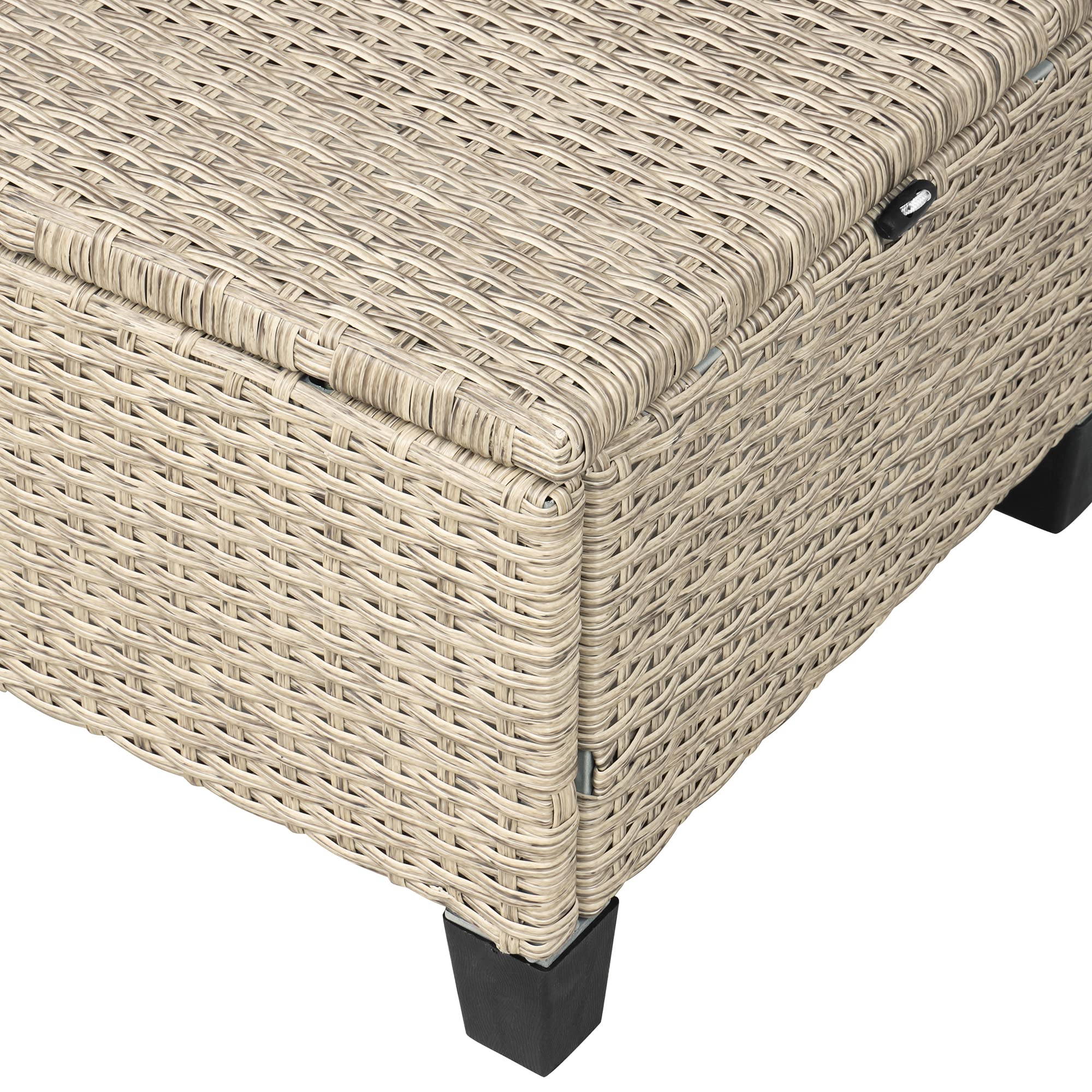 BIADNBZ Outdoor Weather Brown Rattan Wicker Sectional Couch Conversation Sofa Dining Table for Porch, Backyard, Garden, Poolside, 6-Piece Patio Furniture Set with Two Bench, Gray