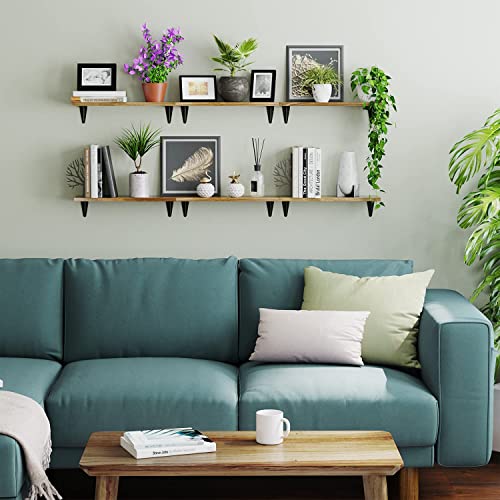 You Have Space Flota 17"x 4.5" Book Shelves, Floating Shelves for Living Room Decor, Bathroom Storage, Kitchen, Kids Room Natural Burned Set of 6