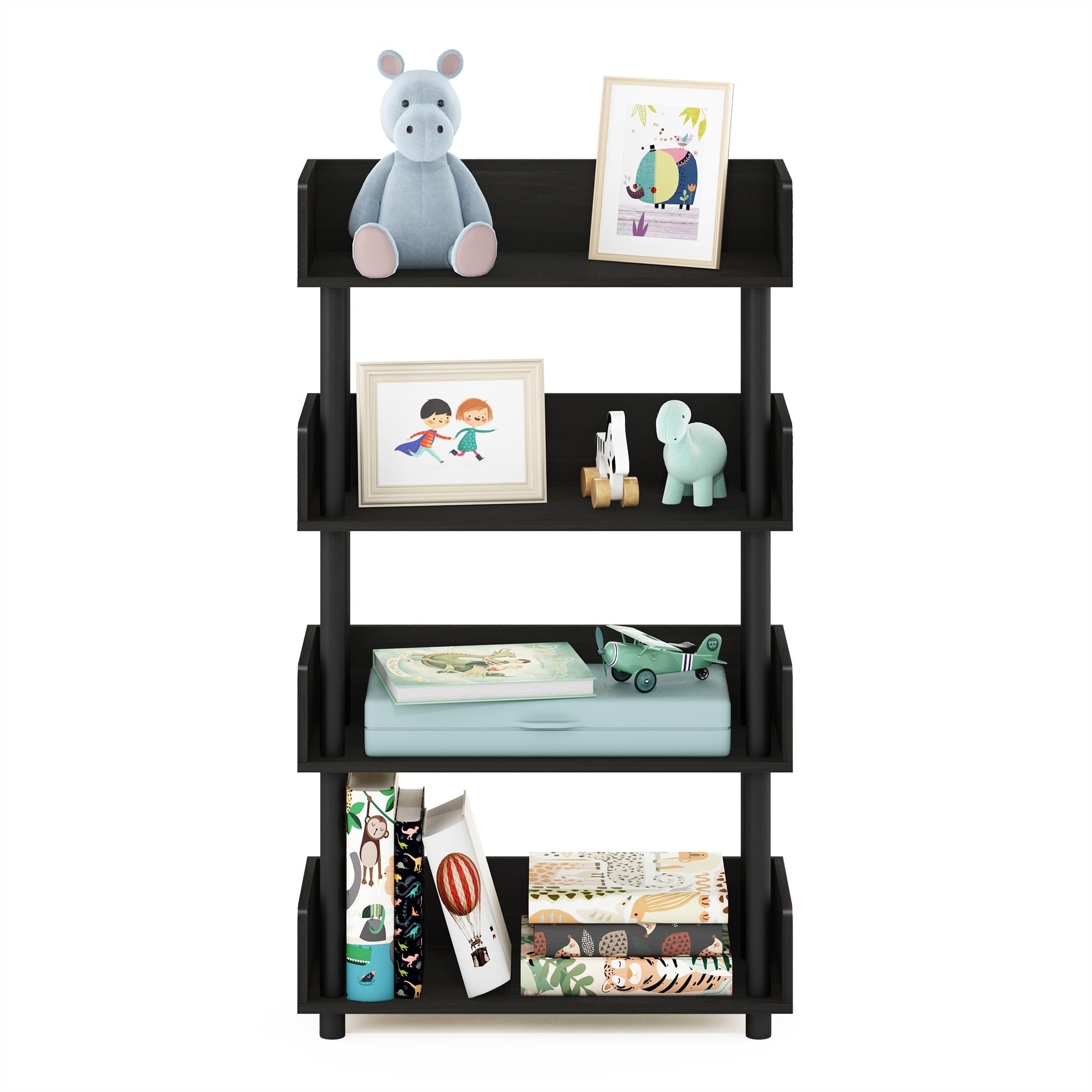 Furinno Turn-N-Tube 4-Tier Toolless Freestanding Multipurposes Display Rack, Espresso
