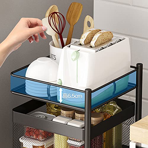 Rotating Kitchen Storage Rack, Square 4 Layer Fruit Vegetable Storage Basket Rack Snack Stand Household Storage Shelf for Kitchen Toilet Save Space