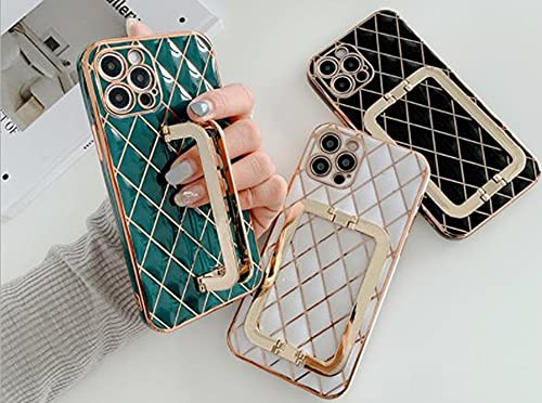 for iPhone 12 Pro Max Cute Case for Women,Luxury Glitter Sparkle Plating TPU Rugged Shockproof Bumper,Bling Soft Rubber Metal Buckle Kickstand Hand Holder Girly Phone Case for iPhone 12 Promax Pink