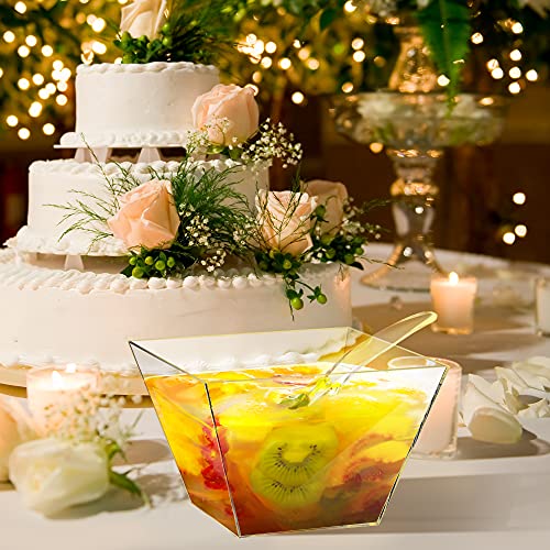 Elavain Acrylic Clear Bowl for Serving, Heavy Duty Punch Bowl, Extra Large Mixing Bowl, Elegant Square Salad Bowl for Party, Bridal Shower, Fruit, Snack & Chips, | Shatter Resistant | Capacity: 216 oz